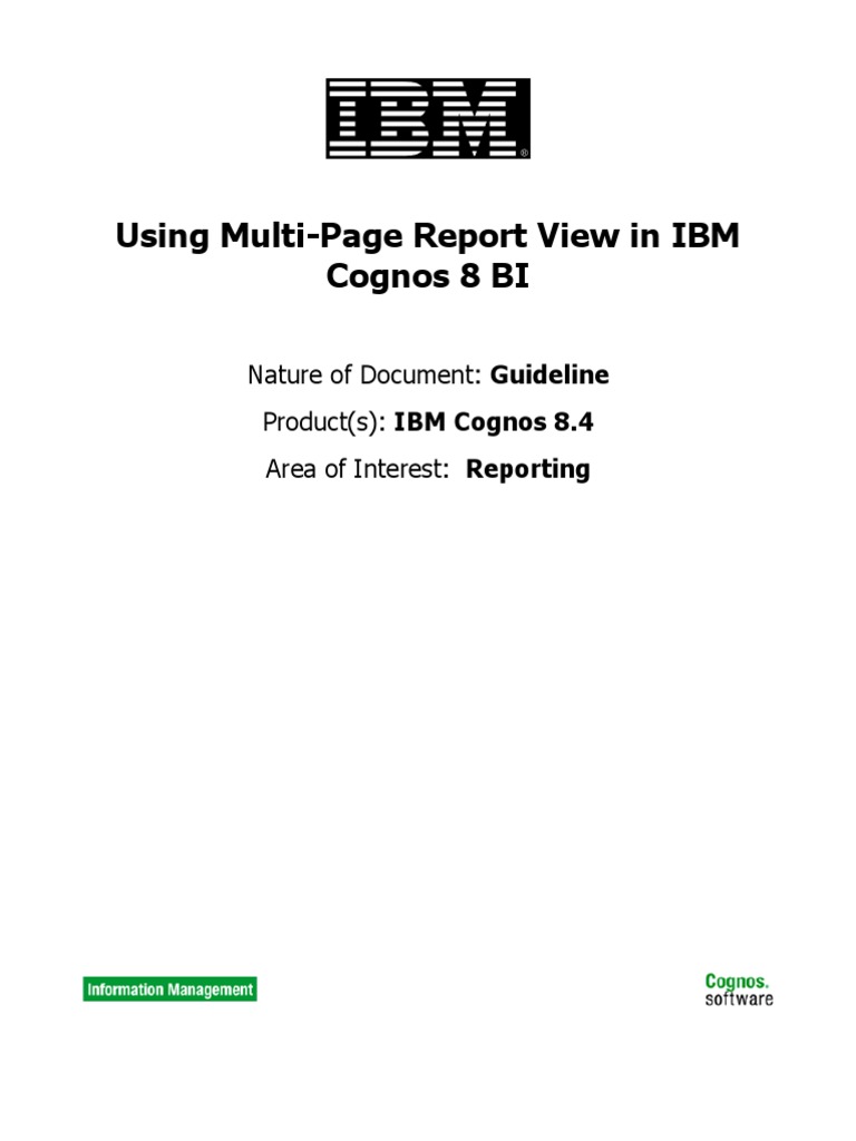 Using Multi-Page Report View in Ibm Cognos8bi | PDF
