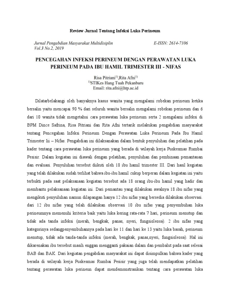 Review Jurnal Tentang Infeksi Luka Perineum | PDF