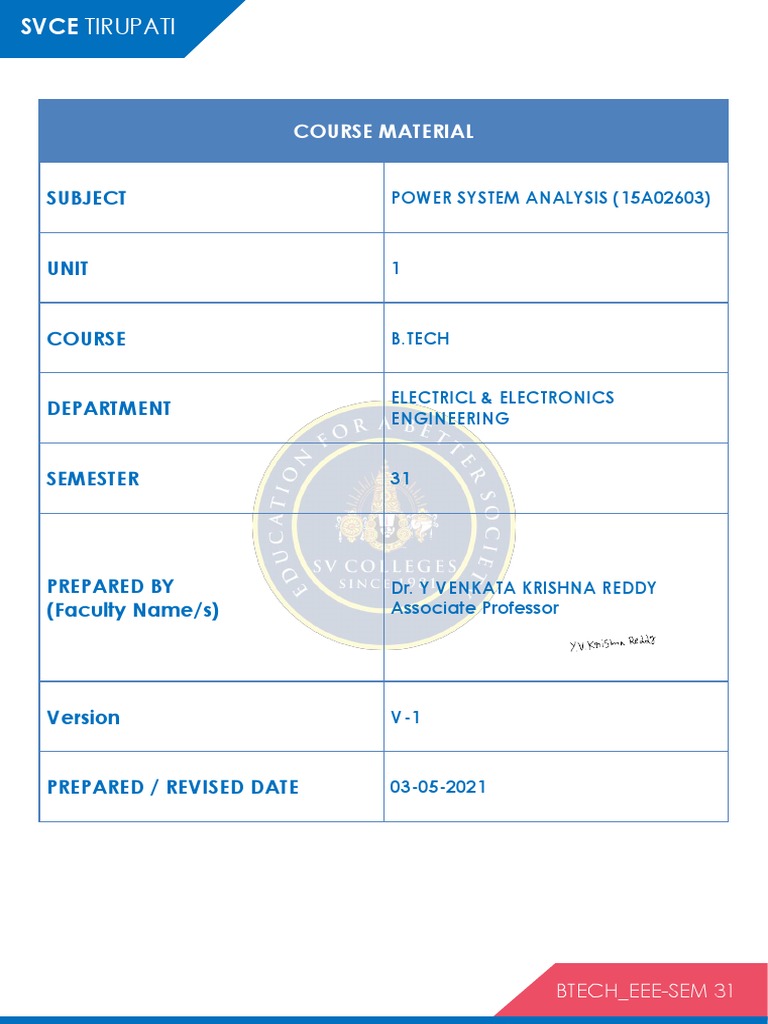 PSA Unit-1.v3 | PDF | Matrix (Mathematics) | Electrical Engineering
