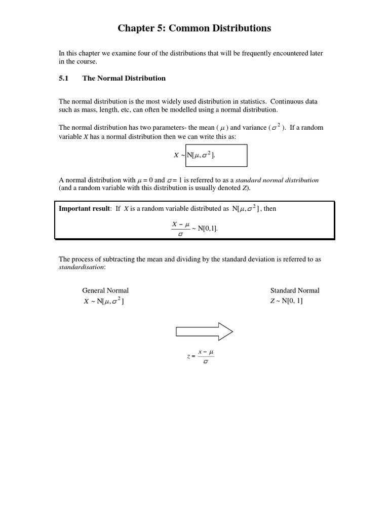 Chapter 5: Common Distributions: 5.1 The Normal Distribution | PDF ...