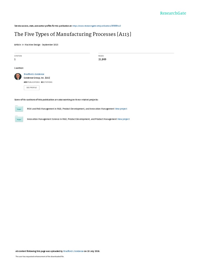 The Five Types of Manufacturing Processes | PDF | Design | Business