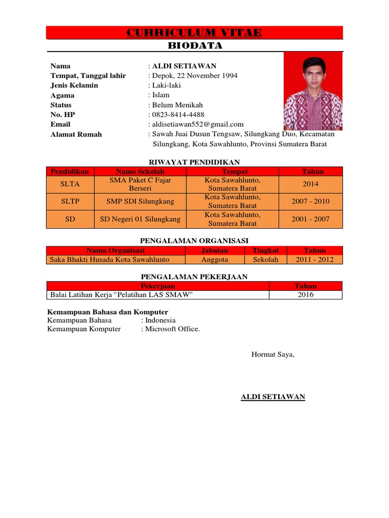 CV Aldi Setiawan | PDF