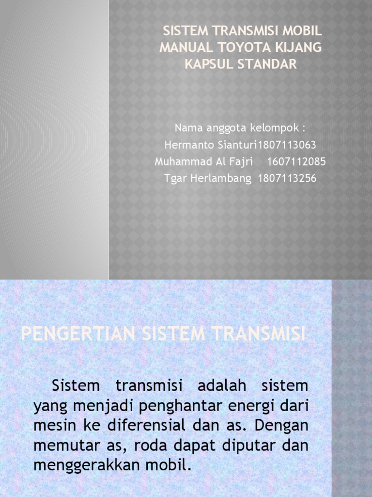 Sistem Transmisi Mobil Manual Toyota Kijang Kapsul Standar | PDF