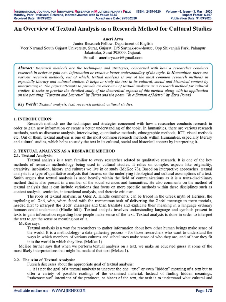 An Overview of Textual Analysis As A Research Method For Cultural ...