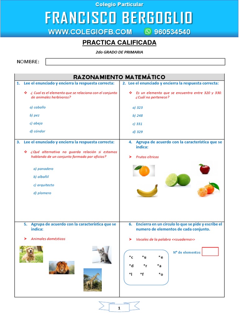PRACTICA CALIFICADA - RM - 2do Grado | PDF | Science | Enseñanza de matemática