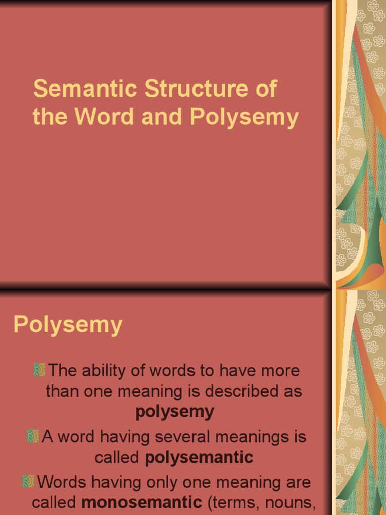 Lecture 8 Semantic Structure of The Word and Polysemy | PDF | Word | Semantics