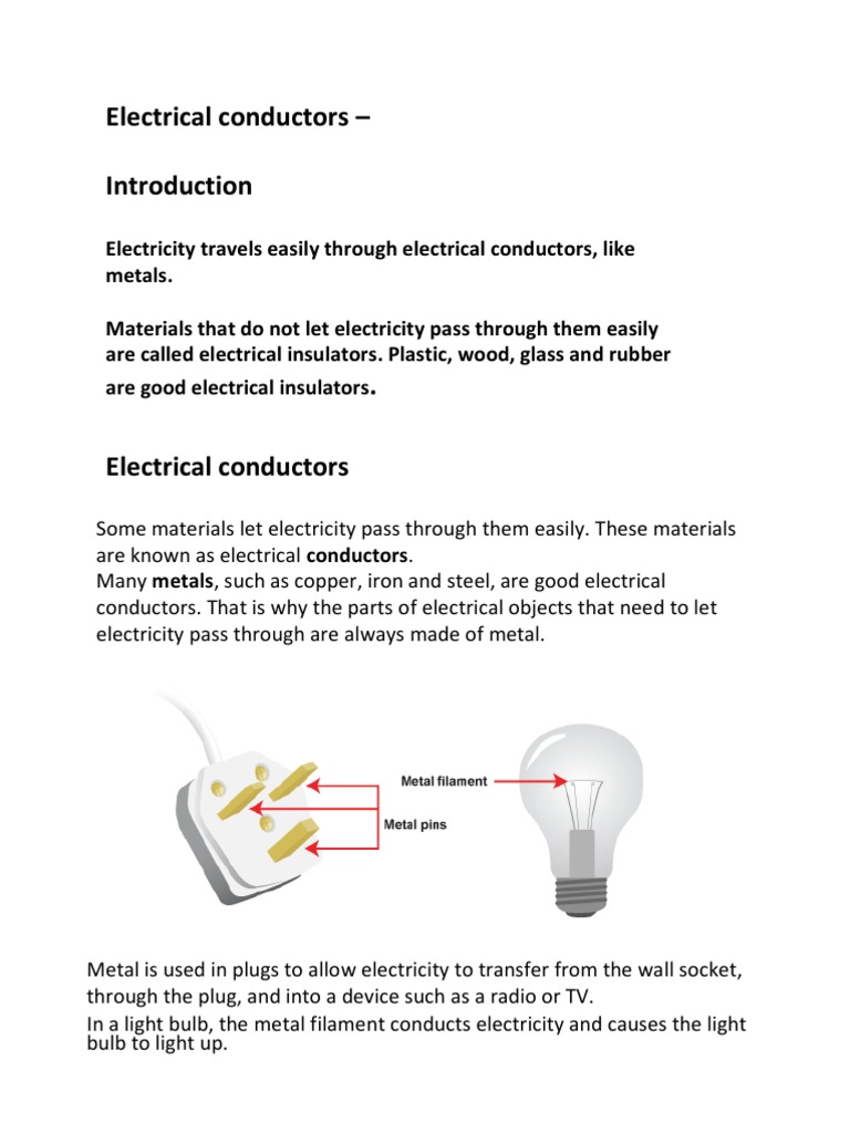 Electrical Conductors and Insulators Worksheet | PDF | Insulator ...