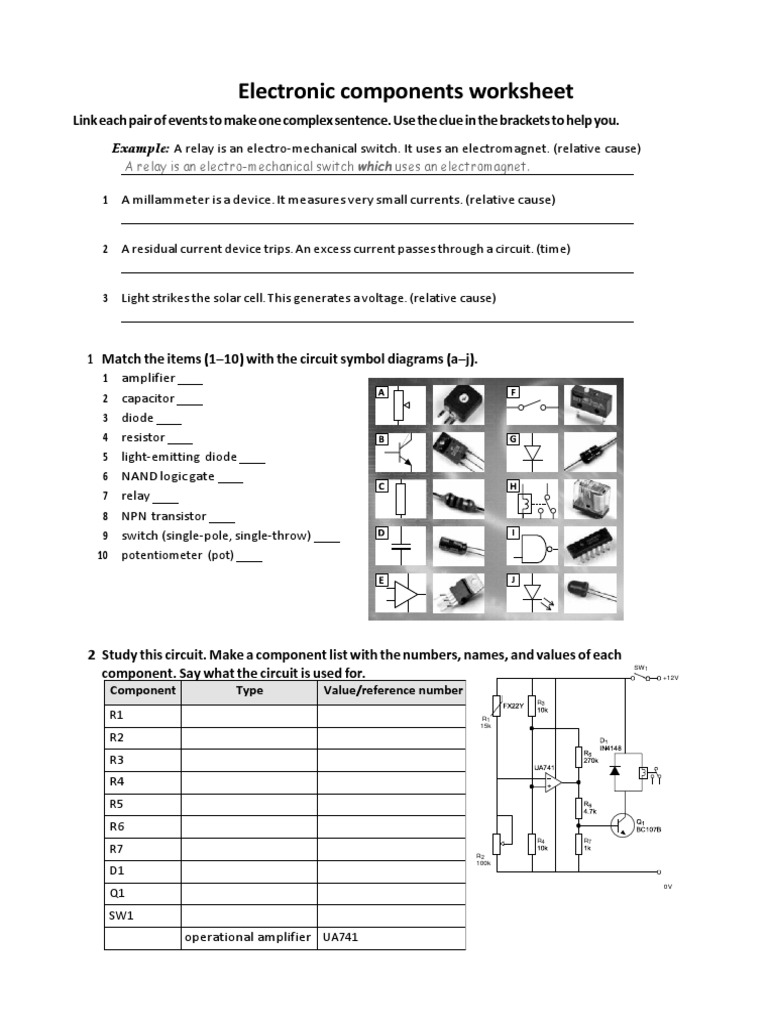 Electronic Components Worksheet | PDF