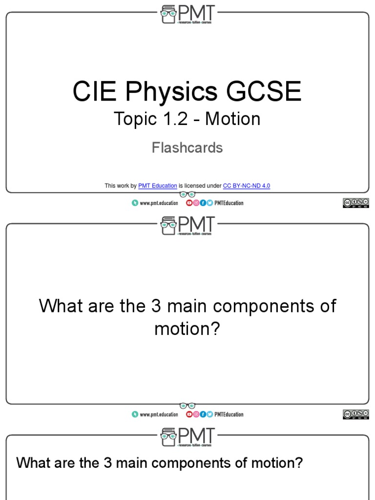 Flashcards - Topic 1.2 Motion - CAIE Physics IGCSE | PDF | Acceleration ...