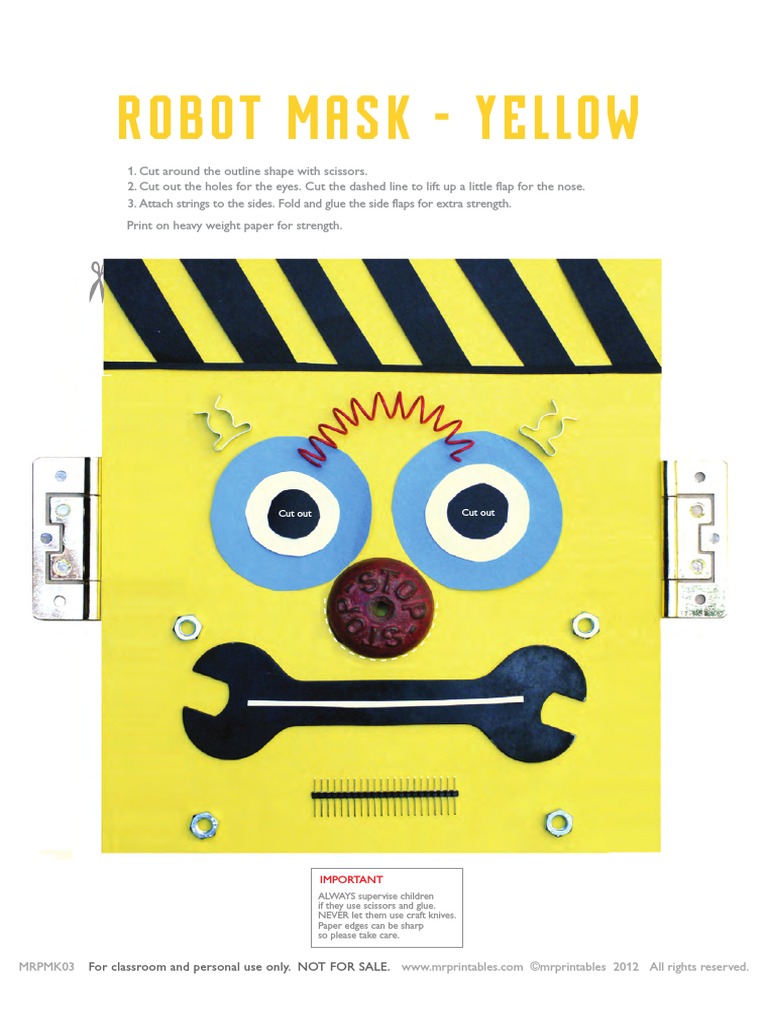 Mrprintables Printable Mask Robot Yellow A4 | PDF