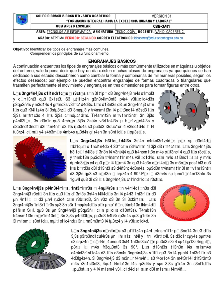 Guia N 2 7 Ii Periodo Clases De Engranajes Pdf Historia