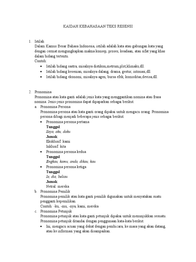 Kaidah Kebahasaan Teks Resensi | PDF