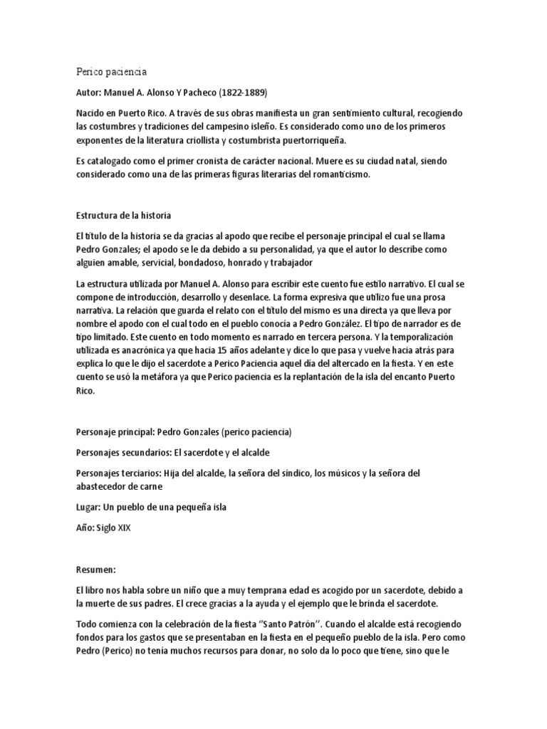 Perico Paciencia | PDF | Cuentos | Narrativa