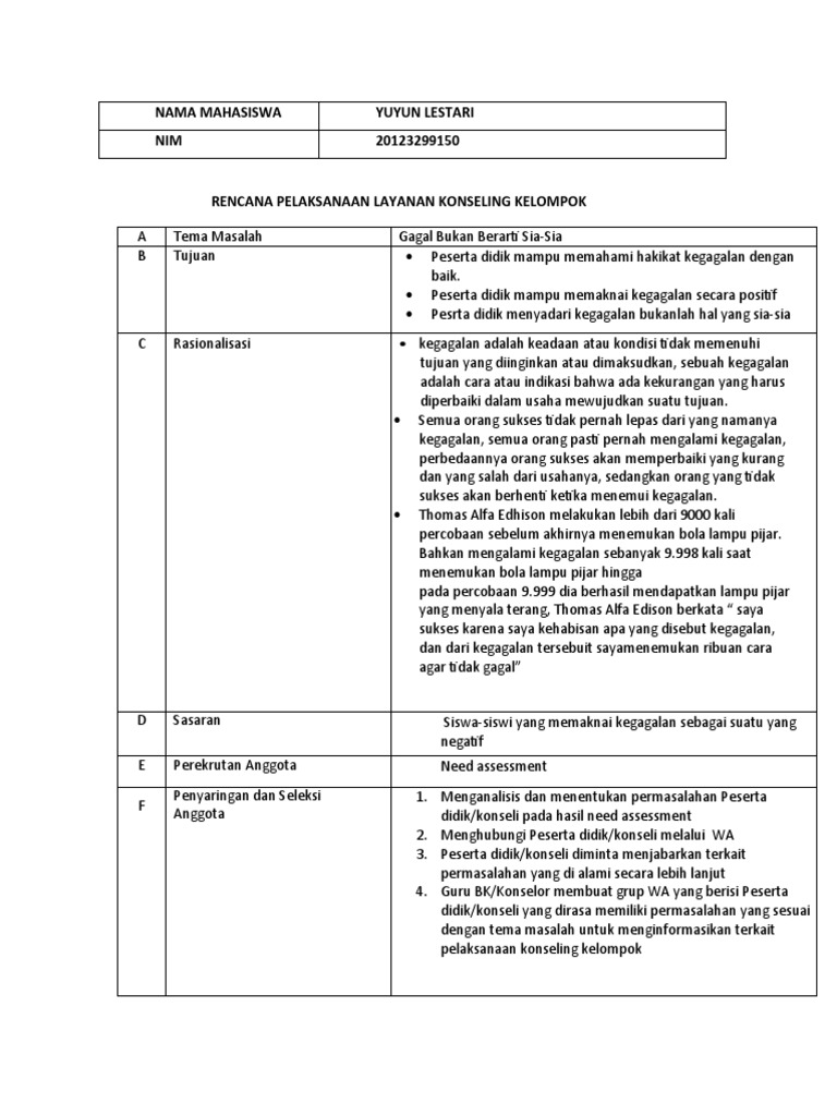 LK. 3.d.4 RPL Konseling Kelompok | PDF