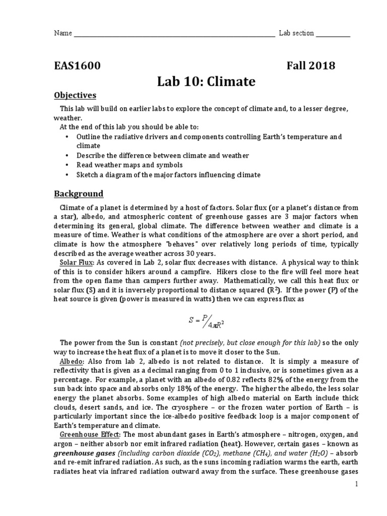 Lab 10 - Climate Fall18 | PDF | Greenhouse Effect | Oceans