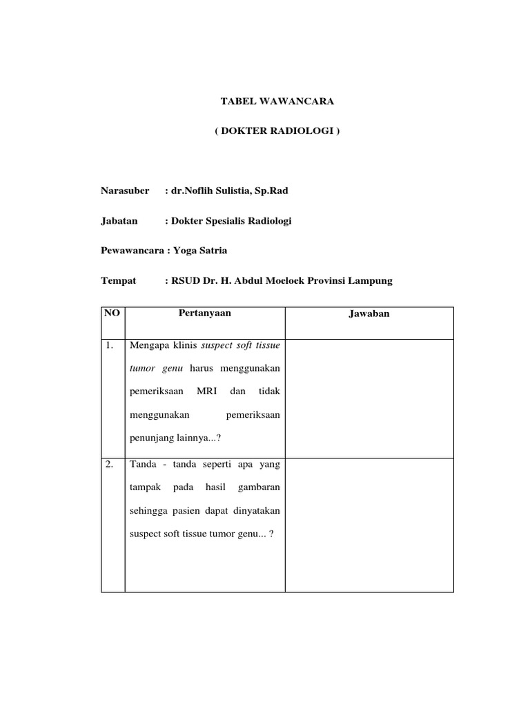 Tabel Wawancara Yoga | PDF