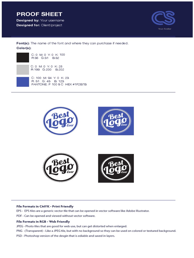 Cs Logo Proof Sheet Template Aug2018 | PDF