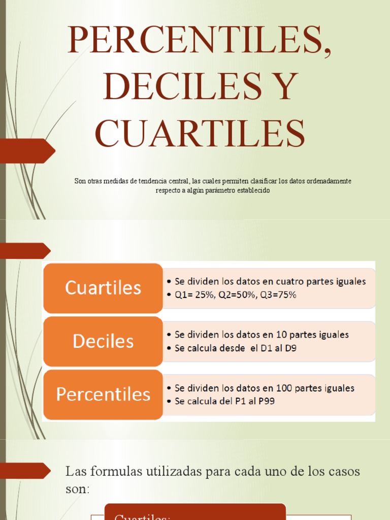 Percentiles, Deciles y Cuartiles | PDF | Cuantil | Enseñanza de matemática