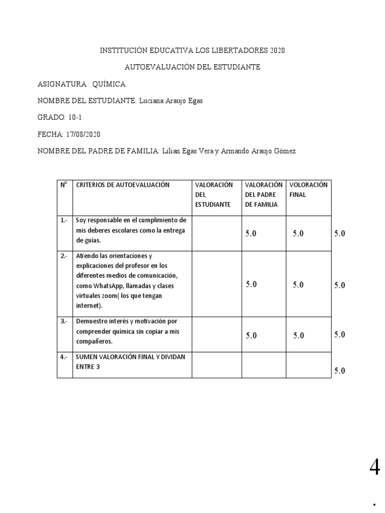 Autoevaluacion Quimica | PDF
