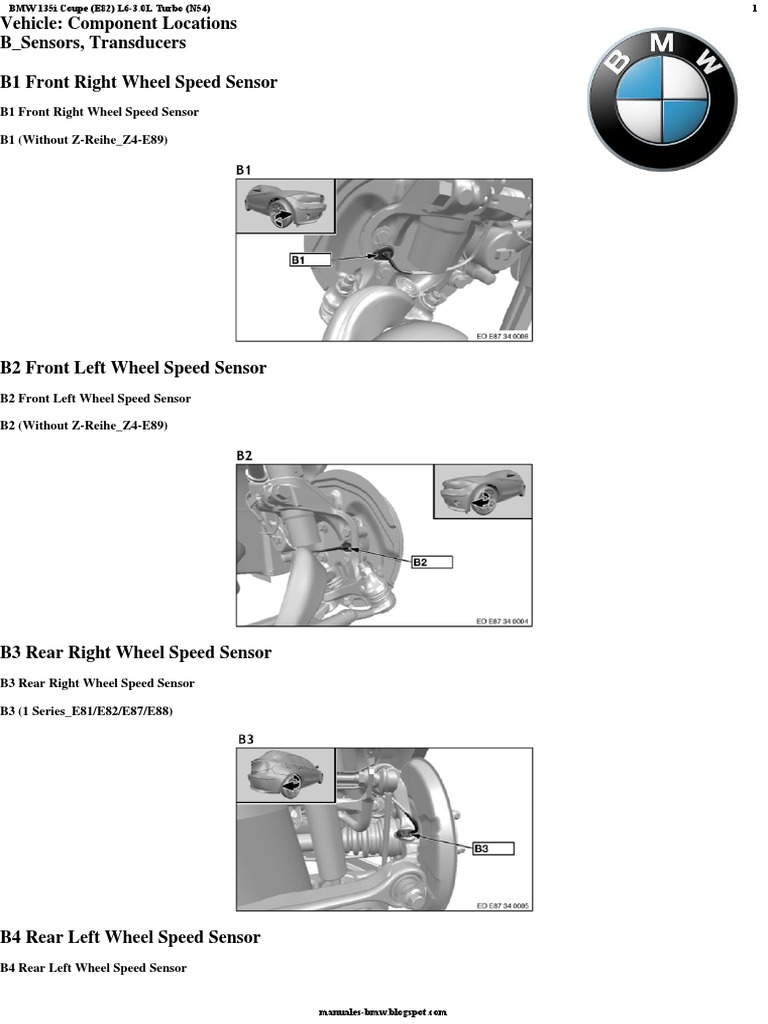 Vehicle: Component Locations B - Sensors, Transducers B1 Front Right ...