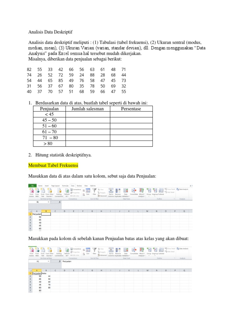 Analisis Data Deskriptif-Excel | PDF | Metode & Bahan Ajar