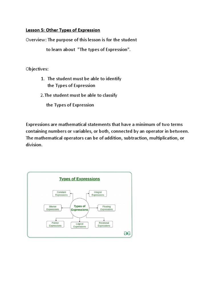 Lesson 5 Other Types of Expression | PDF