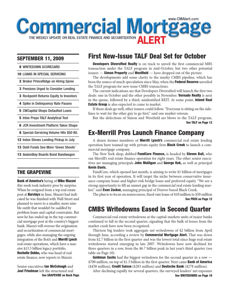 Commercial Mortgage Alert For 09 11 09 | PDF | Commercial Mortgage ...