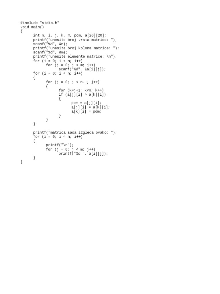 Sortiranje Kolona U Matrici | PDF