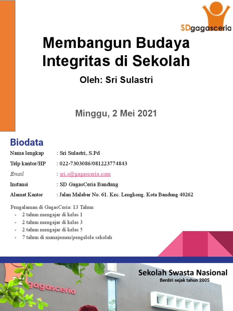 Membangun Budaya Integritas Di Sekolah | PDF