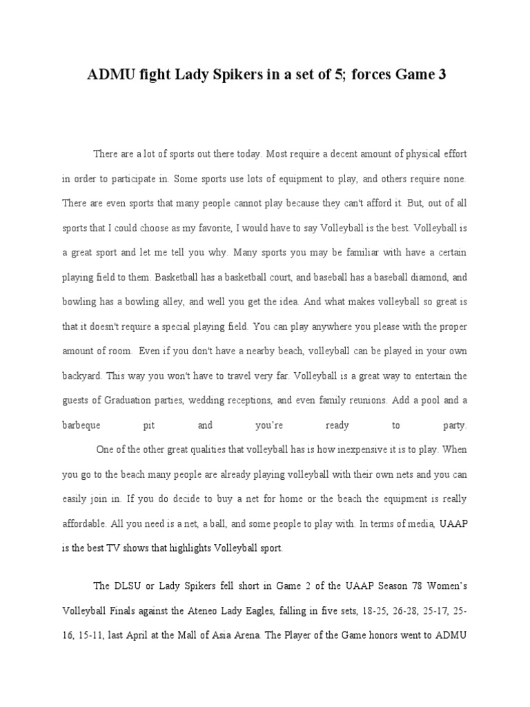 ADMU Fight Lady Spikers in A Set of 5 | PDF | Volleyball | Sports