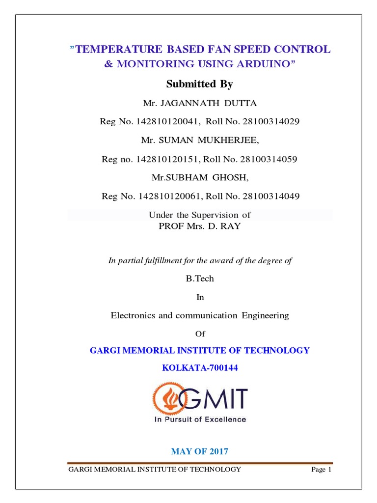 Temperature Based Fan Speed Control And Monitoring Using Arduino Pdf
