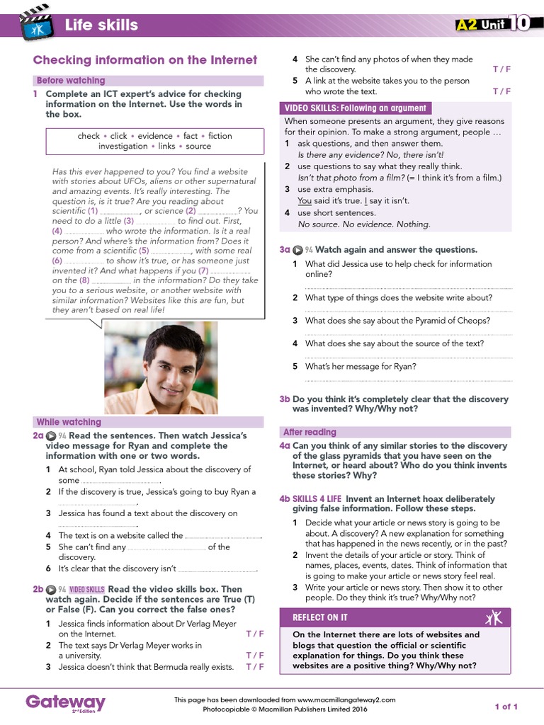 A2 UNIT 10 Life Skills Video Worksheet | Download Free PDF | News ...