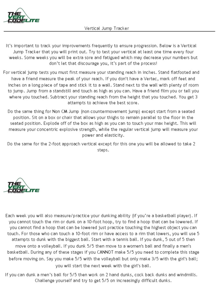 Vertical Jump Tracker - The Vert Code-Elite | Download Free PDF ...