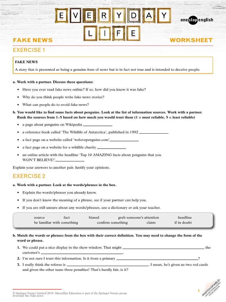 Worksheet Fake News: Exercise 1 | PDF | News | Antarctica