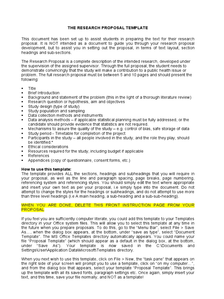 Research Proposal Template Guide | PDF