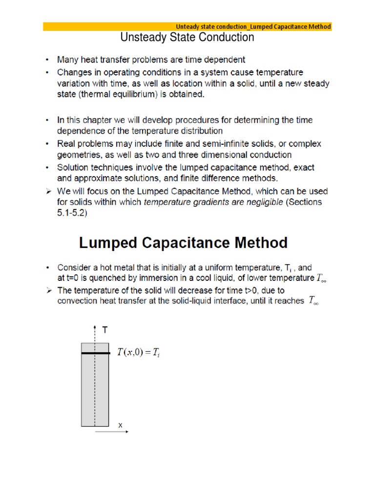 Unsteady State Conduction - 1 Lumped Capacitance Method | PDF | Science ...