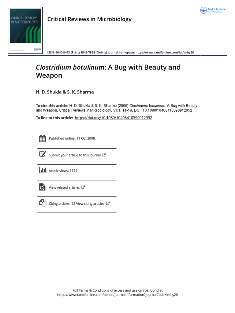 Clostridium Botulinum A Bug With Beauty and Weapon | PDF | Botulinum ...