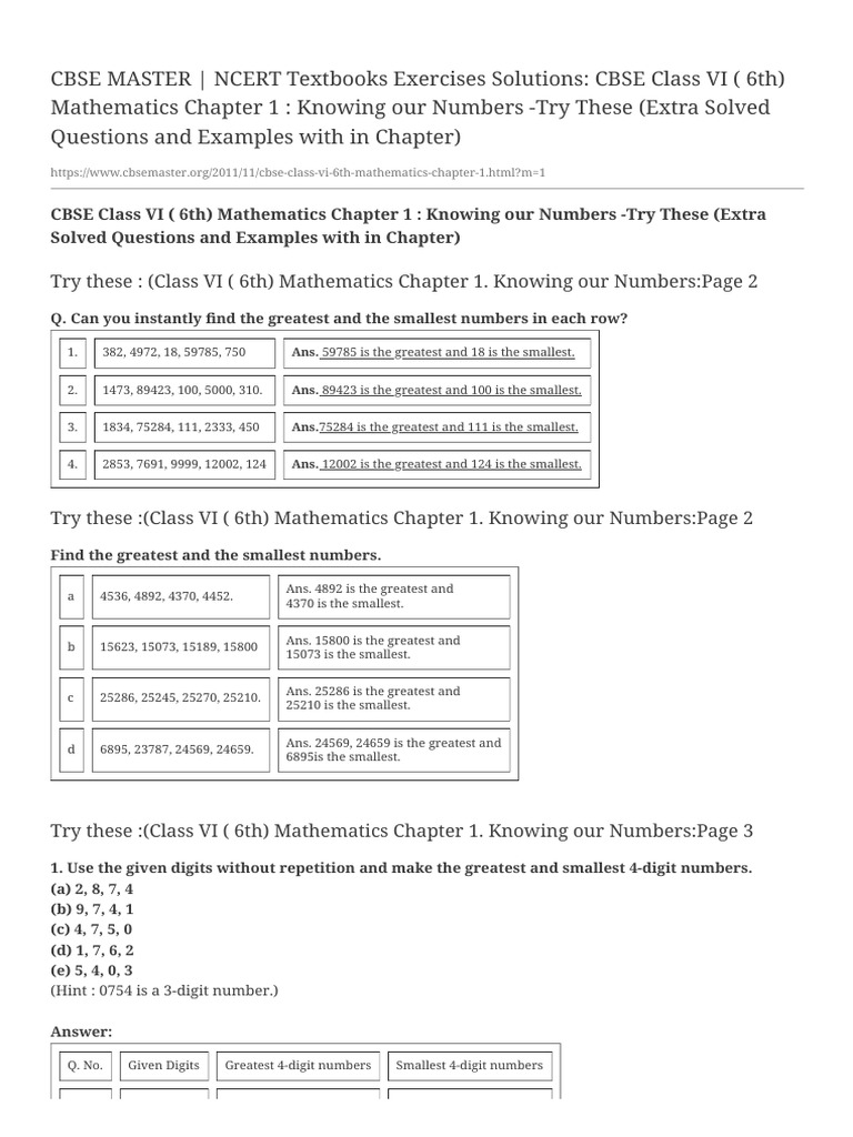 CBSE MASTER NCERT Textbooks Exercises Solutions + | PDF | Teaching ...