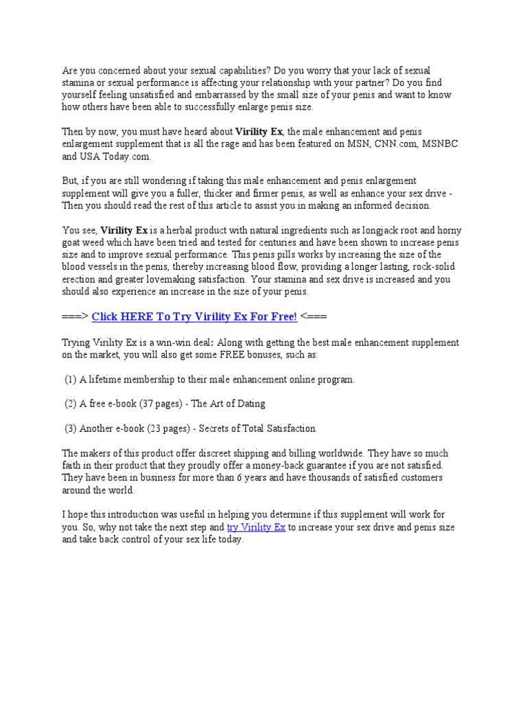 Virility Ex: Enhance Performance & Size | PDF | Wellness | Lifestyle
