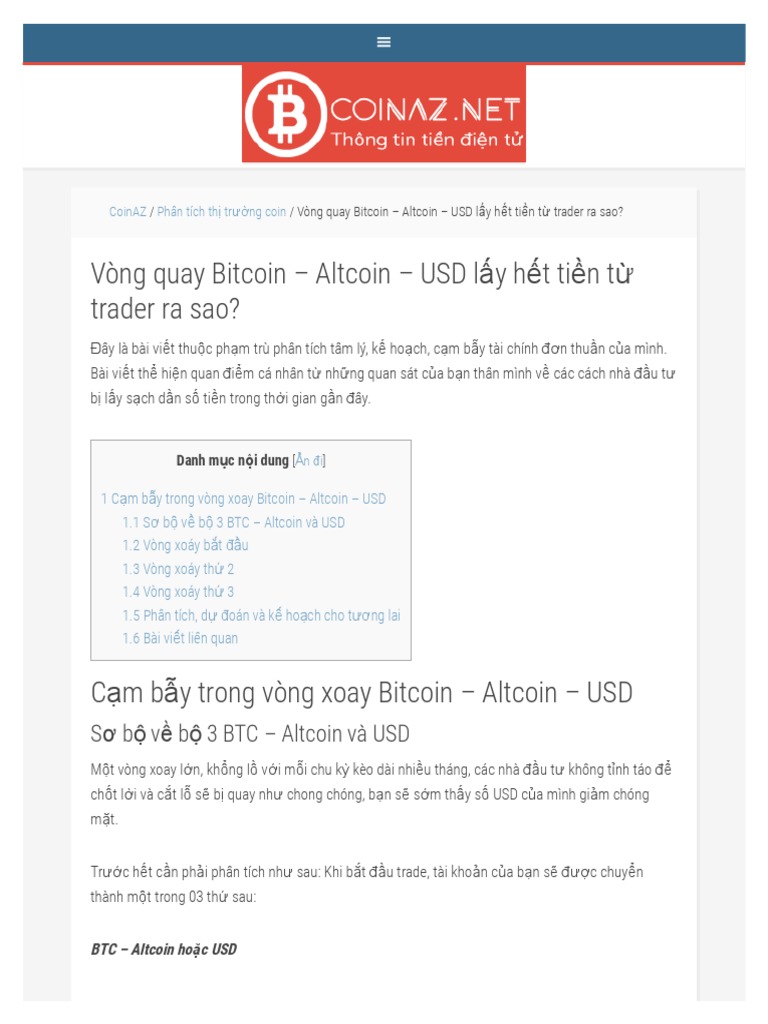 Vòng quay Bitcoin - Altcoin - USD lấy hết tiền từ trader ra sao | PDF