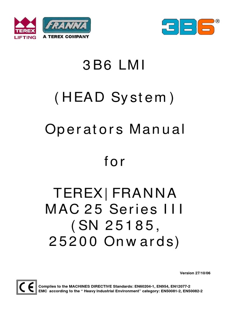 MAC-25 Series III 3B6 Operator Manual (27-10-06) | PDF | Crane (Machine ...