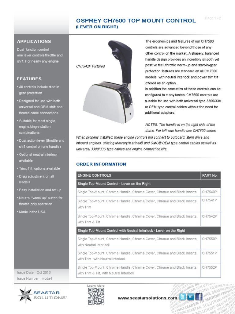 Osprey Ch7500 Top Mount Control: Applications | PDF | Wheeled Vehicles ...