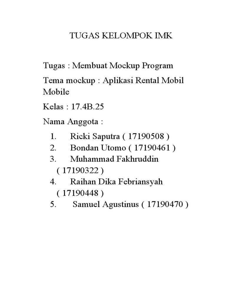 Tugas Kelompok Imk Mockup Program Pdf