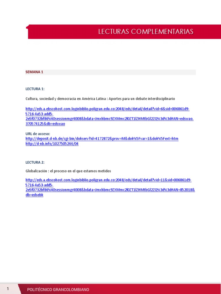 4.lectura Complementaria 1 Unidad 1 Semana 1 | PDF