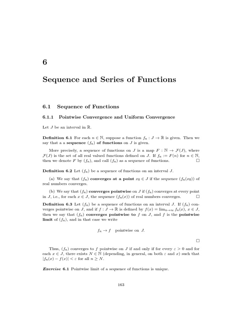 6 Sequence And Series Of Functions 6 1 S Pdf Continuous Function Limit Mathematics