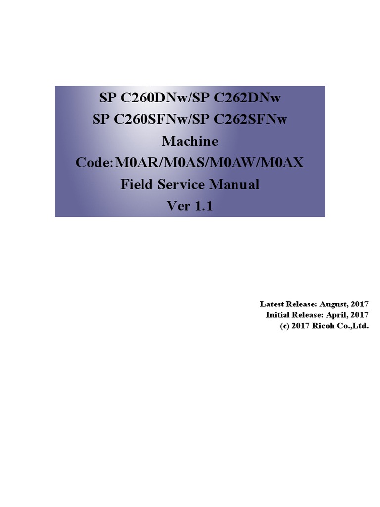 SP C260, C262 Service Manual | PDF | Microsoft Windows | Laser