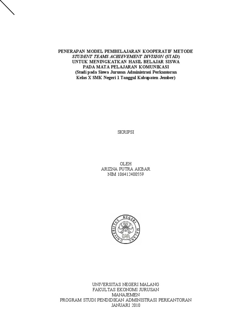 Student Teams Achievement Division (Stad) : Skripsi | PDF | Karier & Perkembangan | Bisnis