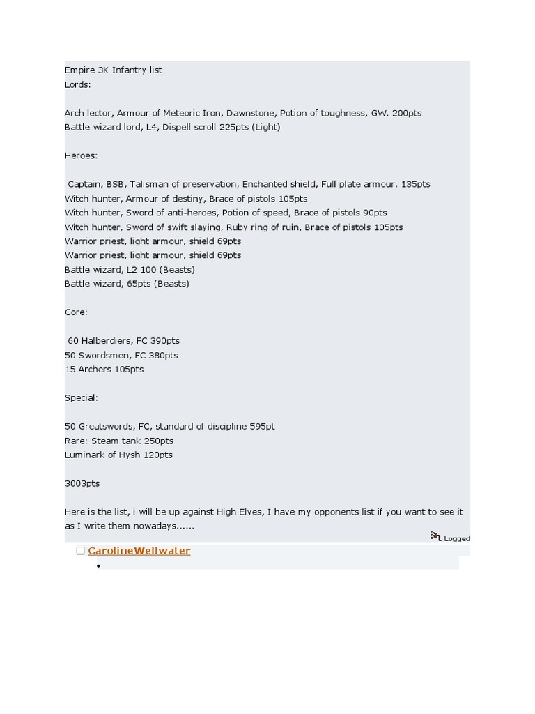 3000 Point Empire Army List For Discussion | PDF | Armour | Military ...