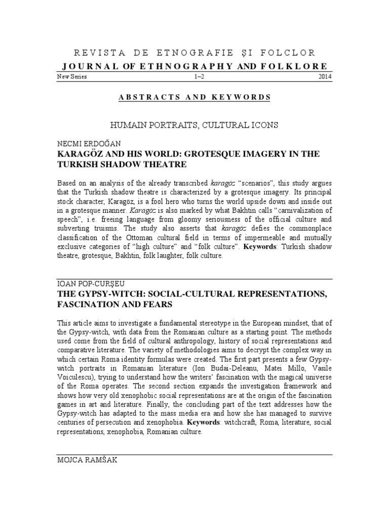 Journal of Ethnography and Folklore: Revista de Etnografie Şi Folclor ...