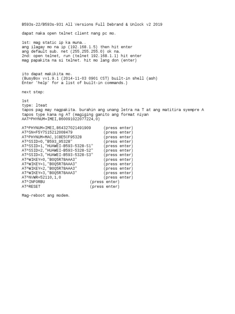 5.B593s Telnet Code | PDF